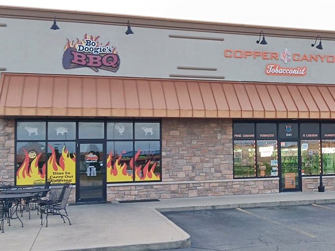 Welcome to barbecue paradise, where the stone facade and copper awning promise smoky treasures await inside.