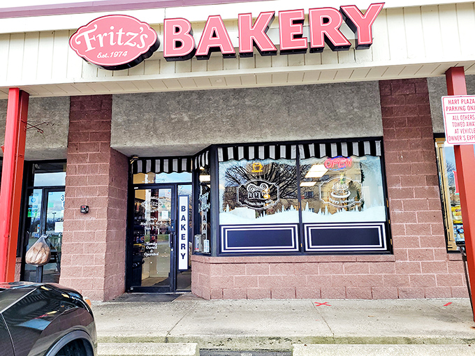 The iconic red and white sign of Fritz's Bakery beckons like a lighthouse for carb enthusiasts. This unassuming storefront houses Pennsylvania's sticky bun royalty.