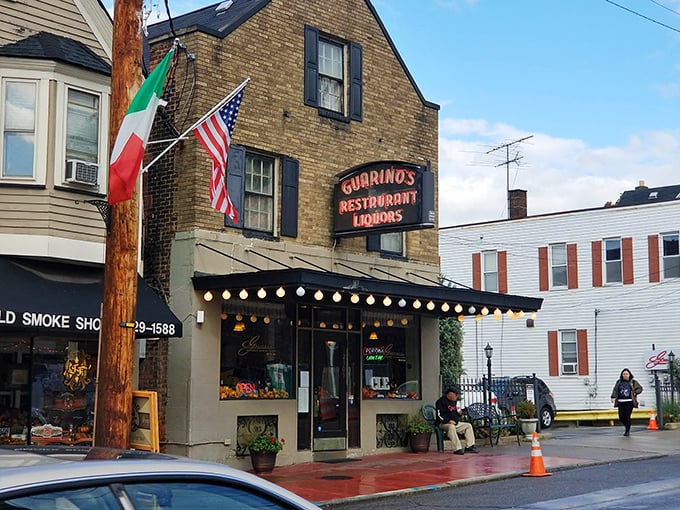 Italian and American flags proudly announce Guarino's heritage – Cleveland's oldest restaurant has been waving these banners through decades of delicious history.