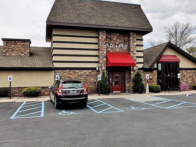 The rustic stone facade and signature red awning of Prime Steak House stands as Bethlehem's temple to perfectly cooked beef.