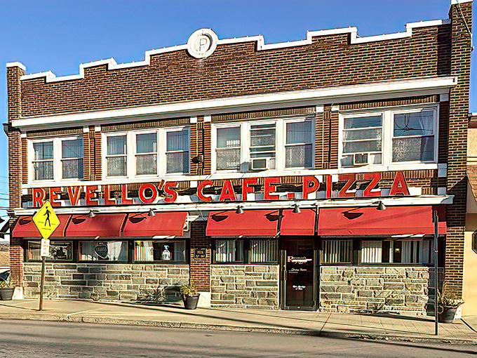 Those vibrant red awnings aren't just for show—they're like a culinary bat signal announcing "serious pizza happens here" to everyone passing by.