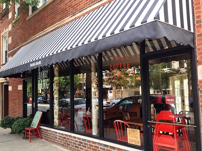 That classic black and white striped awning isn't just stylish—it's a beacon of hope for the pie-deprived masses of Chicago's Logan Square neighborhood.