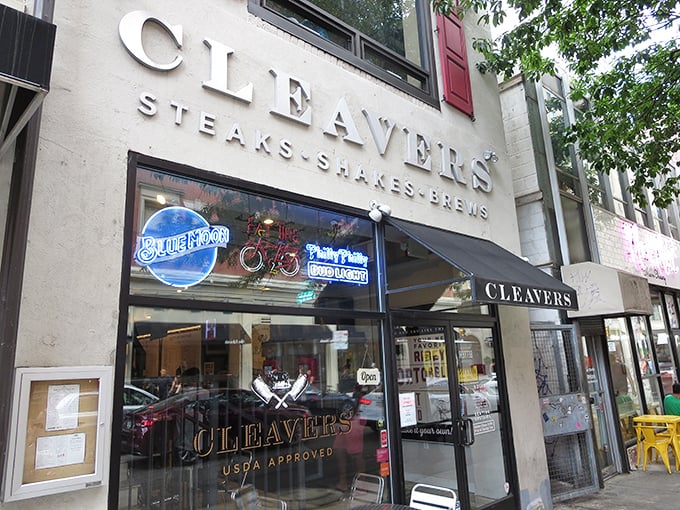 Cleavers announces its mission right on the storefront: Steaks, Shakes, Brews. The holy trinity of comfort food in Philadelphia's Rittenhouse Square.