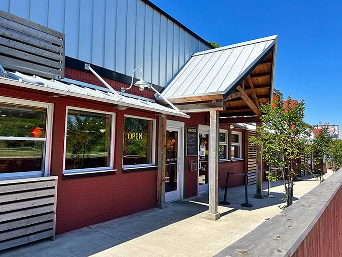 The humble red exterior of Rocky's Hot Chicken Shack belies the flavor explosion waiting inside. Southern hospitality starts at the front door.