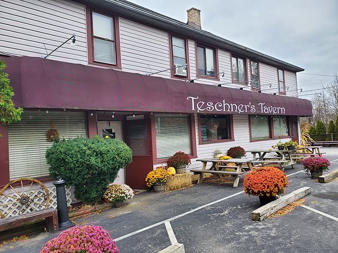Fall in Richfield brings out Teschner's seasonal charm, with vibrant mums and picnic tables inviting you to linger before the Ohio winter arrives.