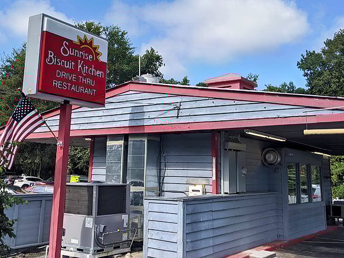 Like a beacon on East Franklin Street, Sunrise Biscuit Kitchen's iconic sign promises Southern breakfast perfection to all who join the perpetual line of cars.