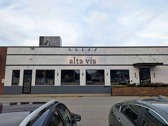 Alta Via's crisp white brick exterior in Fox Chapel is like a minimalist canvas waiting to showcase the culinary masterpieces within.