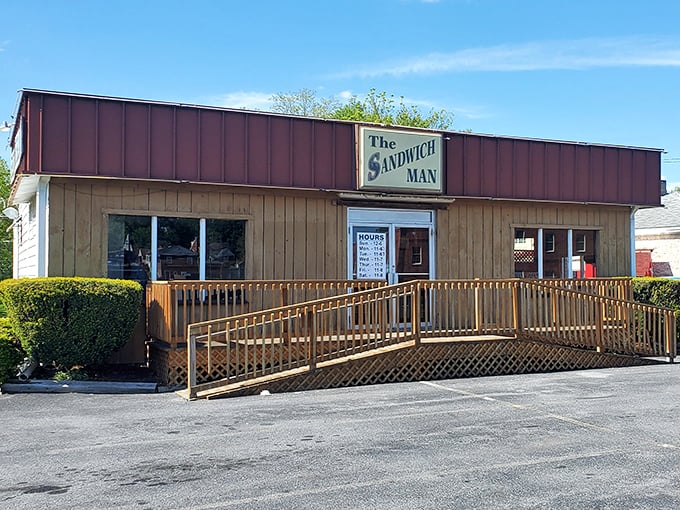 The unassuming wooden exterior of The Sandwich Man might fool you, but locals know this humble facade hides sandwich greatness within. No fancy frills needed when the food does the talking.