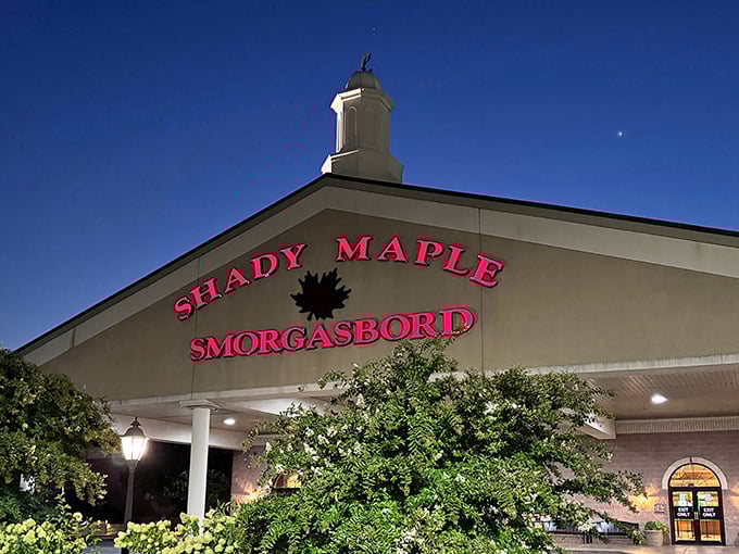 The iconic red signage glows against the twilight sky, a beacon of hope for hungry travelers and a warning to belt notches everywhere.