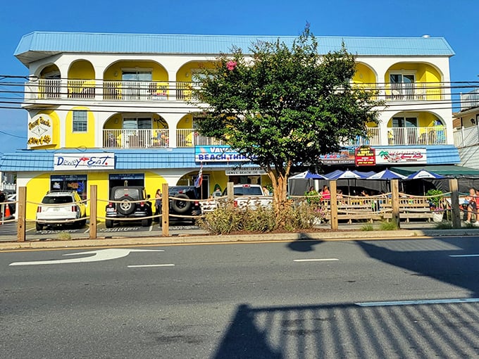Sunshine yellow walls and a welcoming wooden deck make Woody's impossible to miss—like a delicious landmark guiding hungry travelers home.