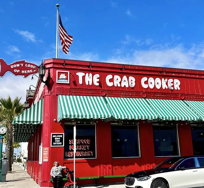 The Crab Cooker’s fire-engine red exterior is impossible to miss—just like the craving it sparks on Newport’s peninsula