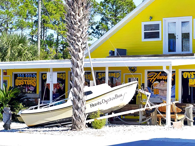 That boat out front isn't just decoration—it's a promise of what awaits inside. Florida seafood doesn't get more authentic than a place with its own vessel.
