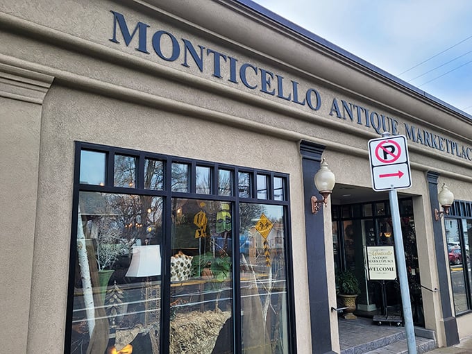 The unassuming exterior hides a wonderland of treasures within. Like finding a portal to the past, Monticello's entrance promises adventures in time travel. 