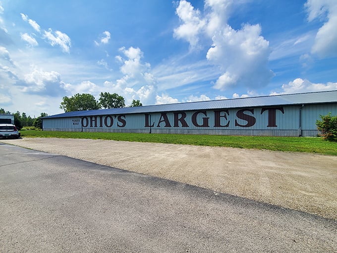 A sign proclaiming "Ohio's Largest" isn't hyperbole – this sprawling treasure trove stretches far beyond what its exterior suggests.