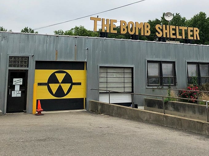 The nuclear fallout symbol isn't warning you away—it's beckoning you into Akron's ultimate time-travel experience.