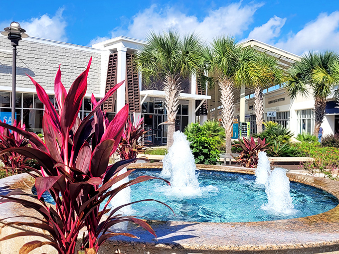 A tropical oasis in shopping paradise – palm trees and fountains create the perfect backdrop for your retail therapy session at Tanger Outlets.