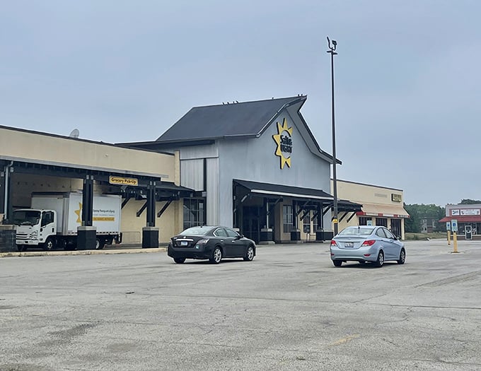The distinctive Salt & Light exterior welcomes bargain hunters with its cheerful yellow sun logo—like a beacon calling all thrifty souls home.