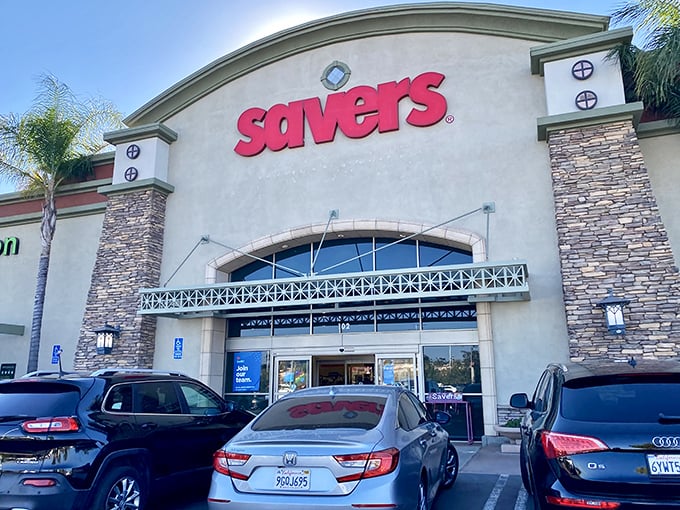 The stone-accented facade of Savers in Murrieta promises treasure hunting adventures that won't break the bank. California sunshine and bargain hunting—name a more perfect duo.