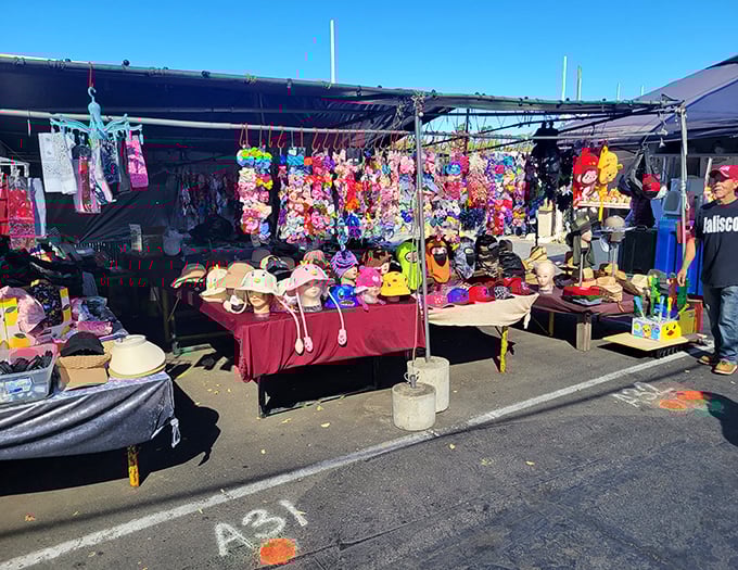 The market's main thoroughfare beckons like a treasure map where X marks every spot. Bring comfortable shoes and an empty trunk!