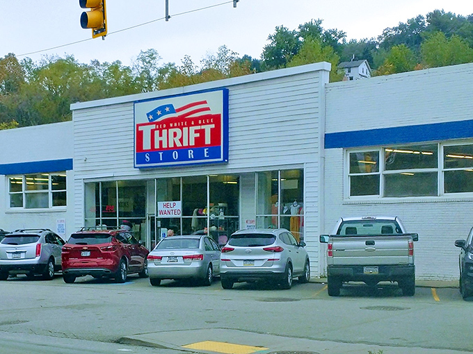 The unassuming exterior belies what awaits inside—a patriotic palace of pre-loved treasures where Pittsburgh's bargain hunters begin their quests.