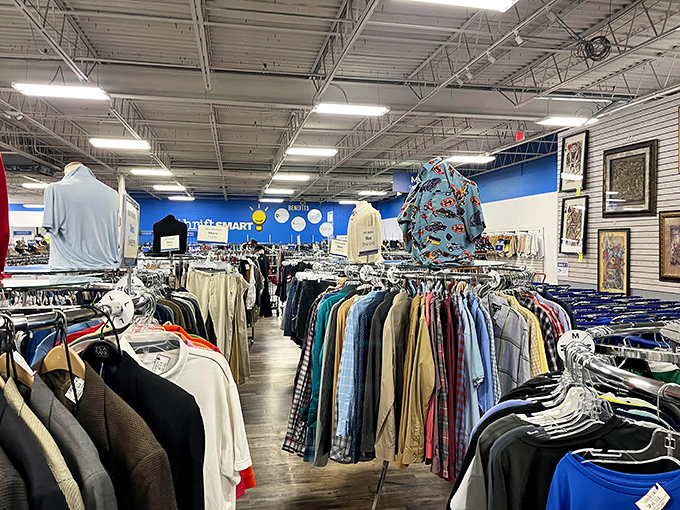 ThriftSmart's meticulously organized clothing section offers endless possibilities, from casual tees to that perfect statement piece—all at prices that celebrate frugality.