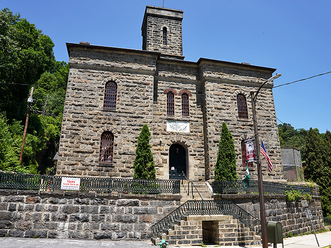 The fortress-like exterior of Jim Thorpe's Old Jail Museum doesn't exactly scream "welcome home" – unless your idea of home includes maximum security and minimal comfort.