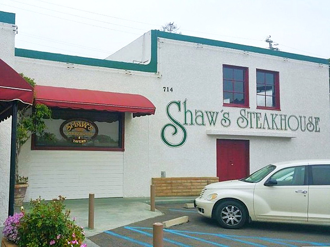 The classic white facade with that iconic red door isn't just an entrance—it's a portal to beef paradise. Santa Maria's culinary landmark stands ready to welcome hungry pilgrims.