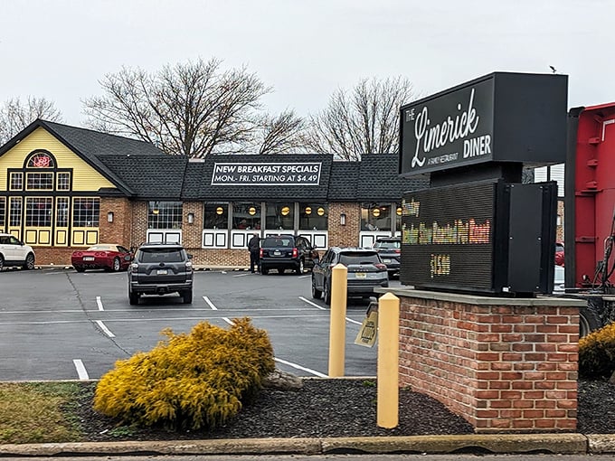 The yellow-brick road to comfort food nirvana. Limerick Diner's welcoming exterior promises breakfast specials that'll make hitting the snooze button your greatest regret.
