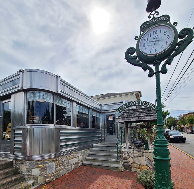 That gleaming silver exterior promises exactly what it delivers – classic diner magic in Hatboro.