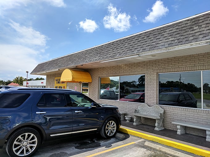 Stone benches outside offer a place to rest while waiting for a table. In Florida's breakfast scene, patience for Grannie's cooking is definitely a virtue.