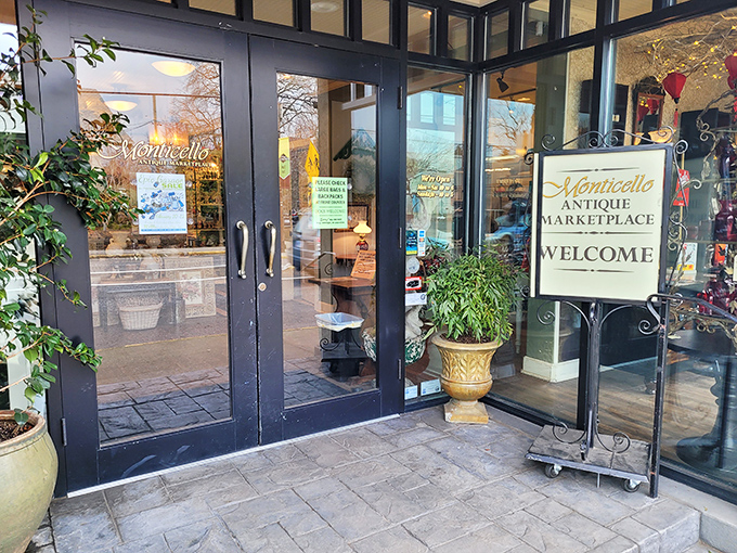 Step through these doors and prepare for time travel! The welcome sign isn't just being polite – it's promising an adventure through decades past.