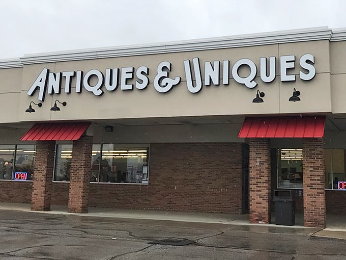 That classic brick facade with red awnings practically screams "treasure hunt ahead" – your wallet's already nervous.