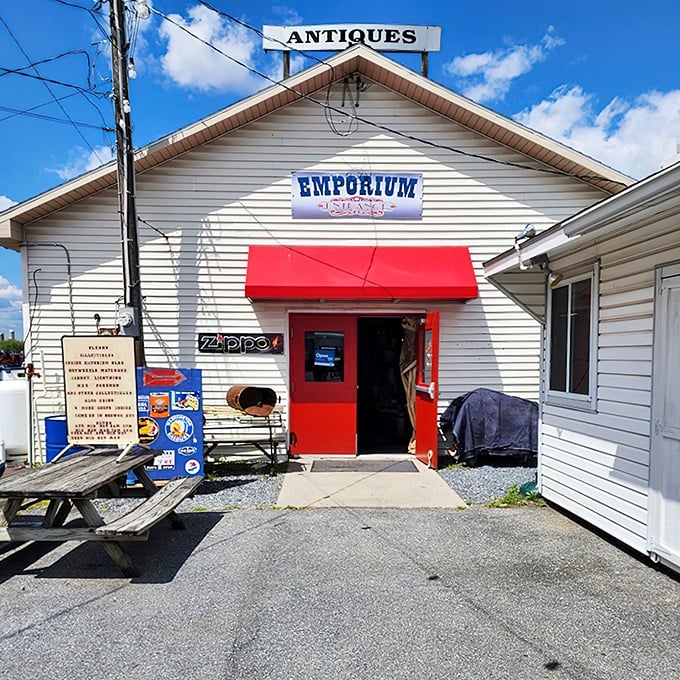 The iconic white barn of Root's Old Mill stands like a treasure chest waiting to be opened, drawing bargain hunters every Tuesday to Manheim.