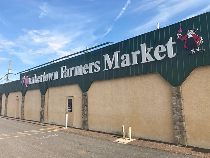 The iconic green signage welcomes bargain hunters and foodies alike. This unassuming exterior hides a wonderland of treasures waiting to be discovered.