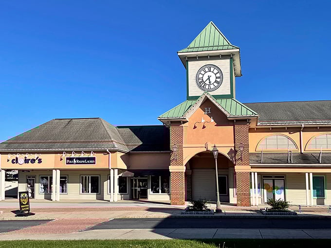 The iconic clock tower stands as both timekeeper and landmark. "Meet me at the clock" becomes the rallying cry for separated shopping parties throughout the day.