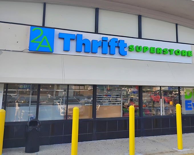 The blue and green sign beckons like a siren call to bargain hunters. 2nd Avenue Thrift Superstore isn't just shopping—it's an adventure waiting to happen.