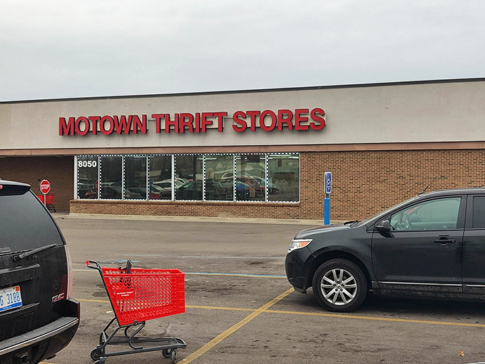 The unassuming storefront that houses Michigan's most delightfully overwhelming secondhand shopping adventure awaits your discovery.