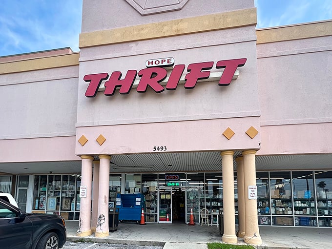 Florida sunshine illuminates this unassuming treasure cave where savvy shoppers flock. Behind that beige exterior lies a wonderland of possibilities.