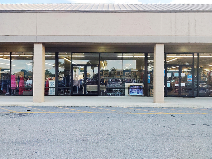 The unassuming storefront hides a treasure trove within, like finding an unmarked speakeasy that serves bargains instead of bourbon.
