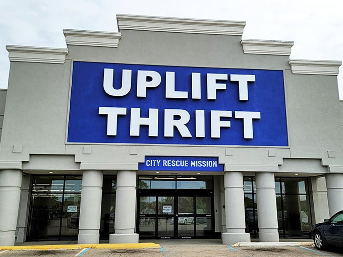 That bold blue sign isn't just announcing a store – it's declaring your wallet's new best friend has arrived.