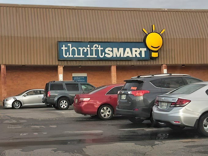 ThriftSmart's cheerful yellow lightbulb logo isn't just cute branding—it's the perfect symbol for the "aha!" moments waiting inside this Nashville treasure trove.
