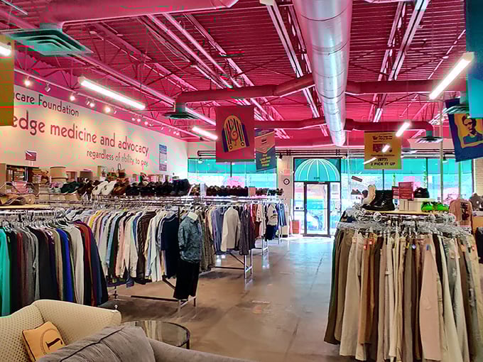 Racks upon racks of fashion treasures await under bright lights and high ceilings. This isn't your grandmother's thrift store—unless your grandmother was extraordinarily cool.