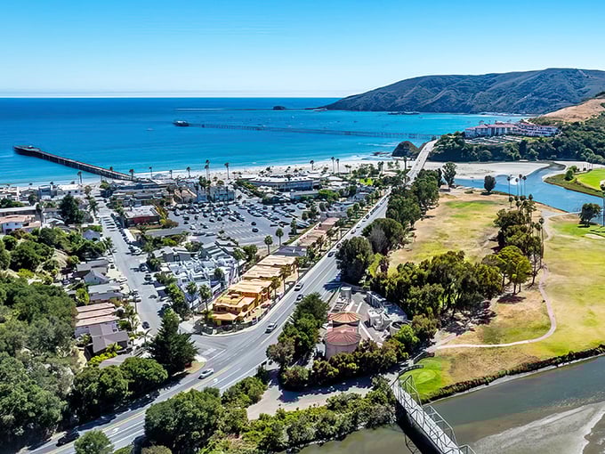 Avila Beach from above – a postcard come to life. That protected bay creates a microclimate so perfect it feels like Mother Nature's favorite child.