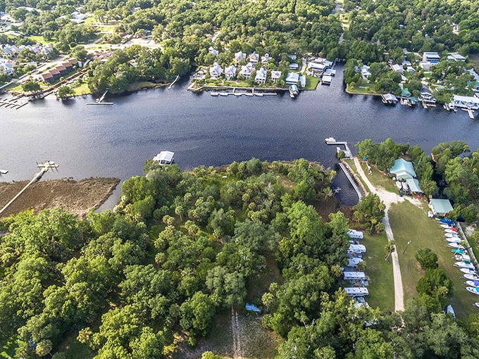 From above, Steinhatchee reveals its perfect balance – wild nature on one shore, charming waterfront homes on the other, and endless possibilities in between.