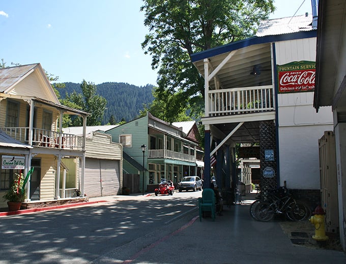 Main Street Downieville looks like a movie set, but it's the real deal – a Gold Rush town where time decided to take a permanent vacation.