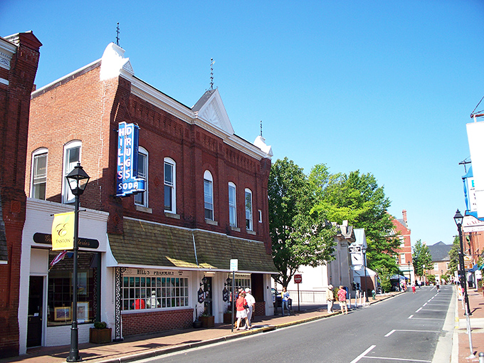 Downtown Easton's historic brick buildings stand like sentinels of small-town charm, where every storefront tells a story worth hearing.