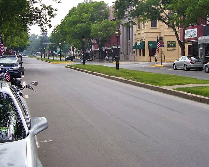 Wellsboro's tree-lined Main Street feels like stepping into a Norman Rockwell painting, complete with historic gas lamps and American flags.