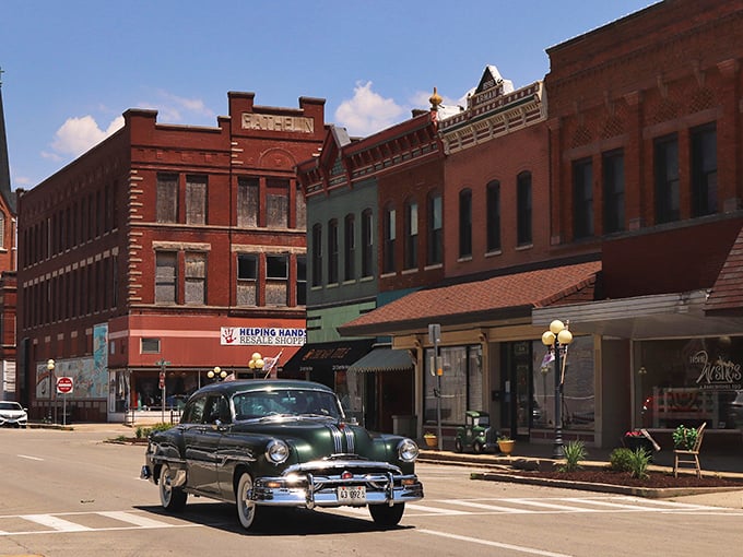 Classic cars cruising past historic brick buildings – it's not a movie set, it's just another perfect day in downtown Pontiac, where nostalgia comes standard.