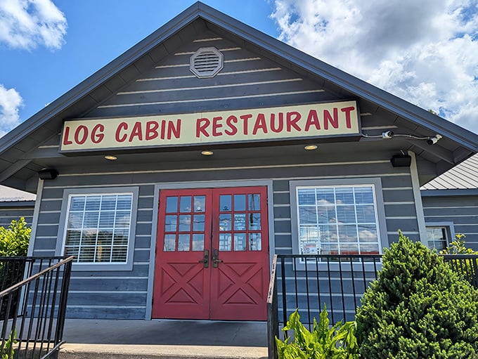 Those iconic red doors aren't just an entrance—they're a portal to comfort food nirvana in Hurricane Mills.