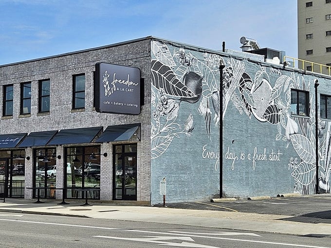 With its bold mural declaring 'Every day is a fresh start,' Freedom a la Cart offers more than just good food — it’s a place of renewal, hope, and heart for both guests and the community it uplifts.